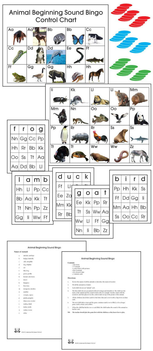 Animal Beginning Sound Bingo – Montessori Materials by Lakeview