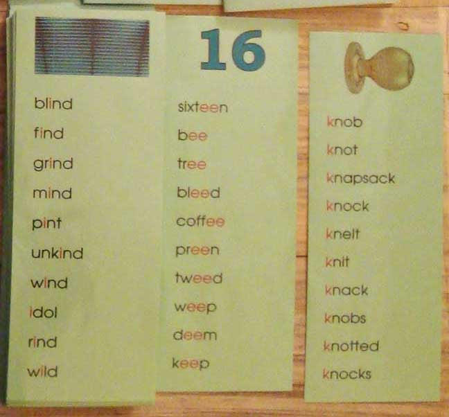 Phonogram Word Lists – Montessori Materials by Lakeview