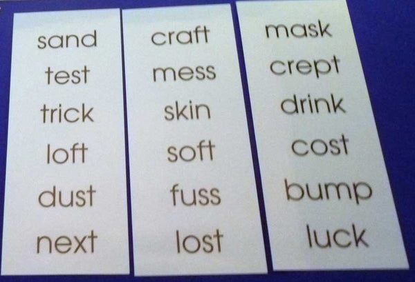 Blue Basic Word Lists – Montessori Materials by Lakeview