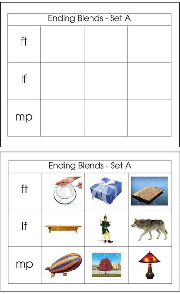 Ending Blends Set A – Montessori Materials by Lakeview